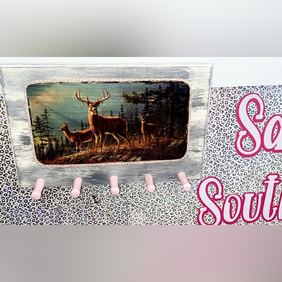 Wall Decor | Rustic Deer Wall Art With Hooks | Poshmark